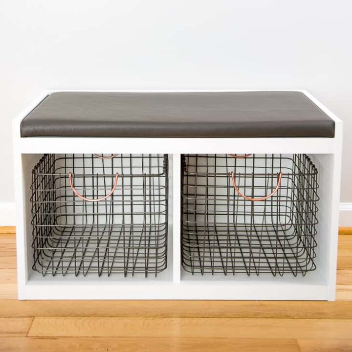 DIY Entryway Shoe Storage Bench with Cushion - The Handyman's Daughter