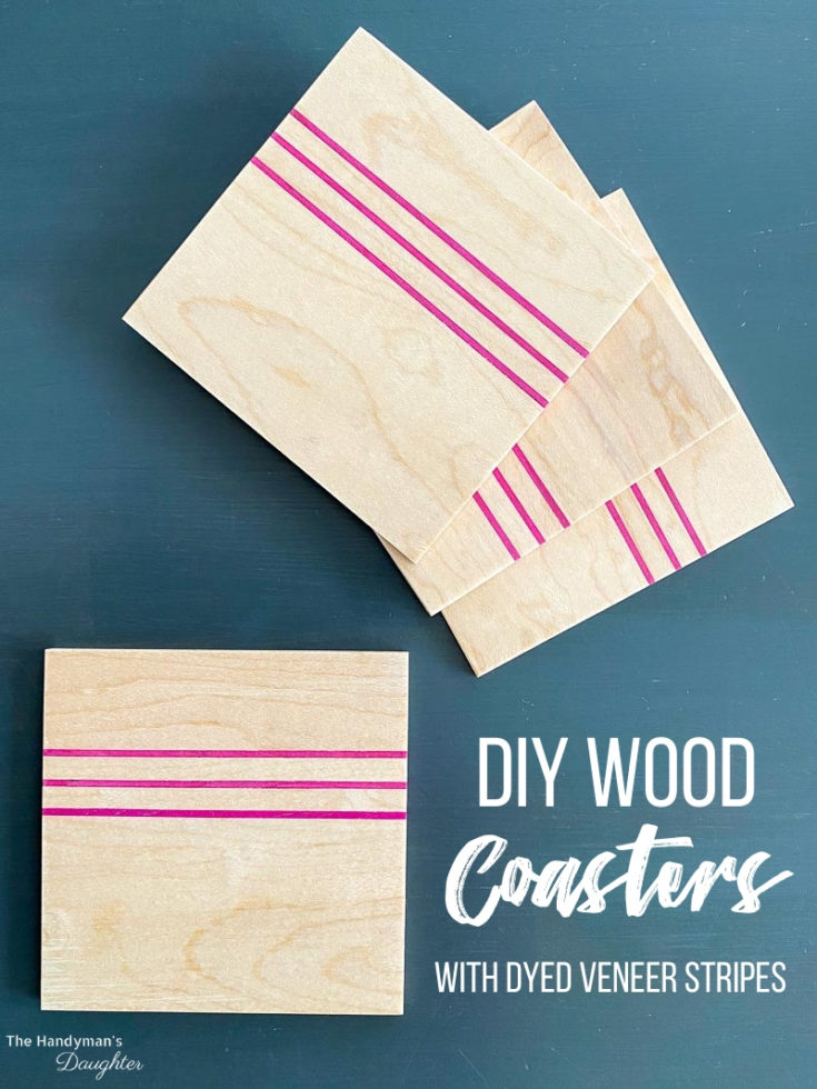 DIY Wood Coasters with Dyed Veneer Stripes - The Handyman's Daughter