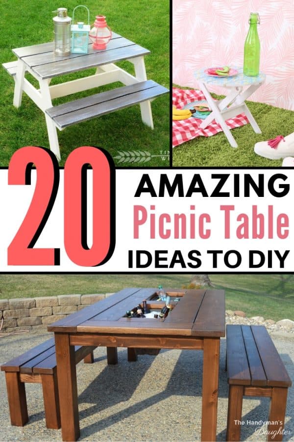 20 DIY Picnic Table Ideas to Build this Summer - The Handyman's Daughter