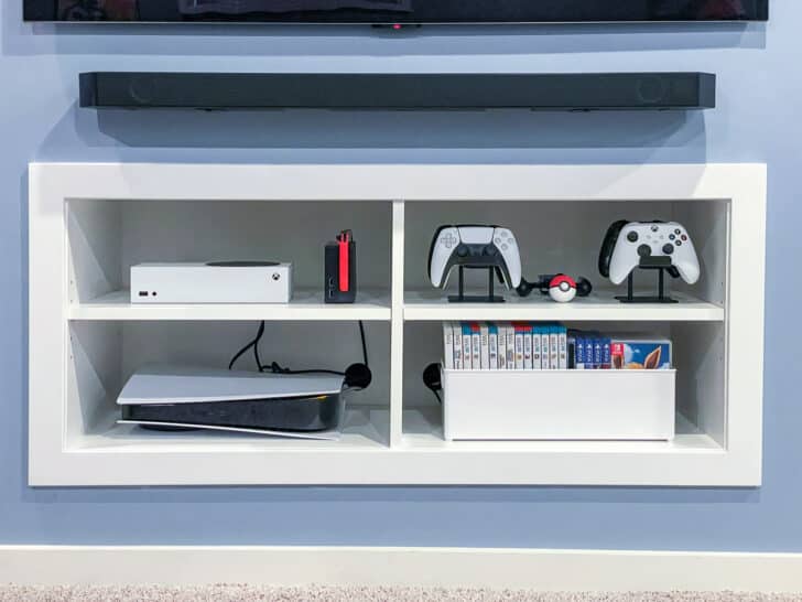 DIY Built In Drywall Entertainment Center - The Handyman's Daughter