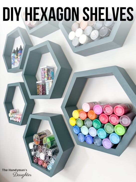 Easy DIY Hexagon Wall Shelves - The Handyman's Daughter