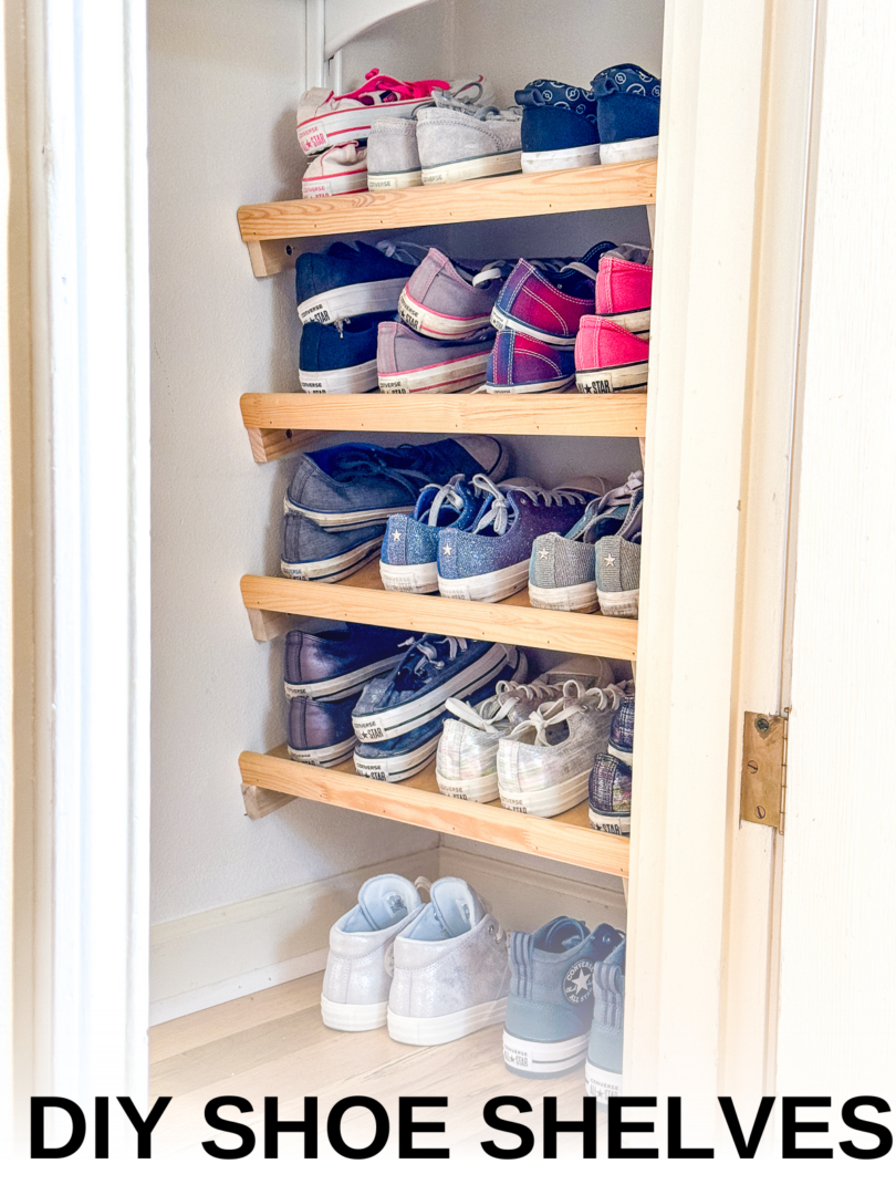 DIY Slanted Shoe Shelves for Closet - The Handyman's Daughter