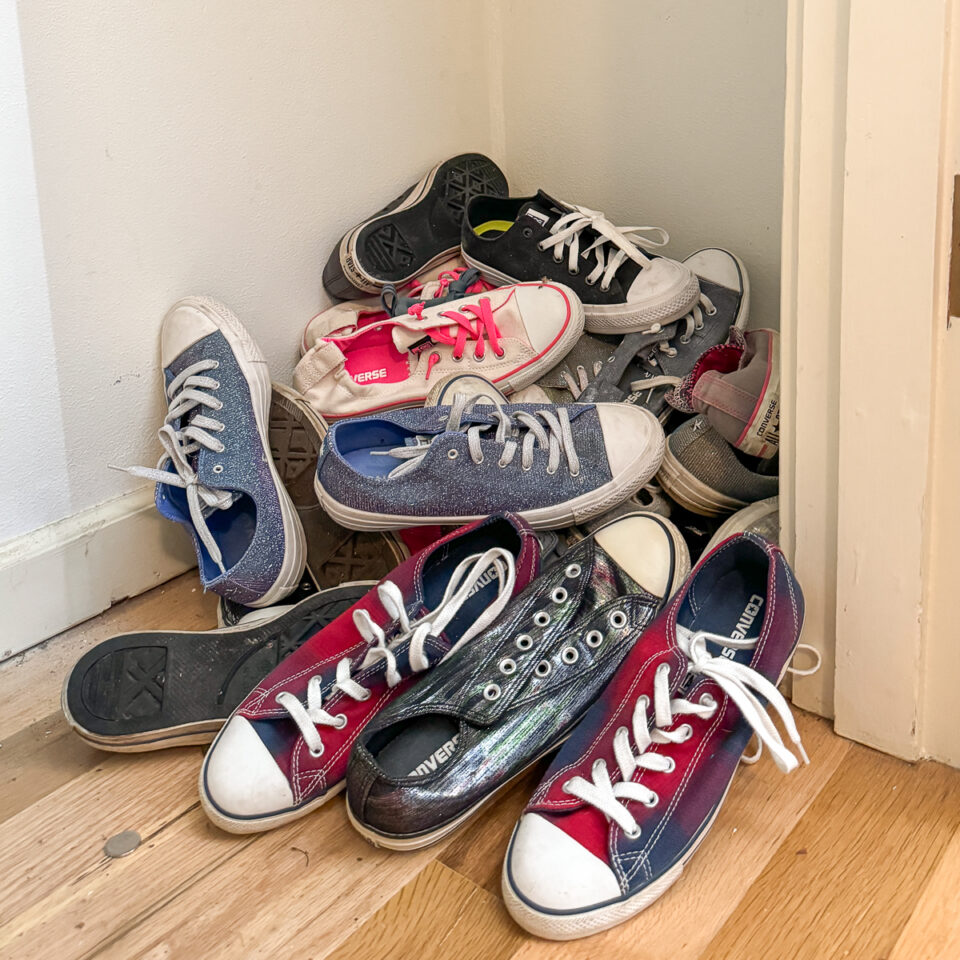 DIY Slanted Shoe Shelves for Closet - The Handyman's Daughter